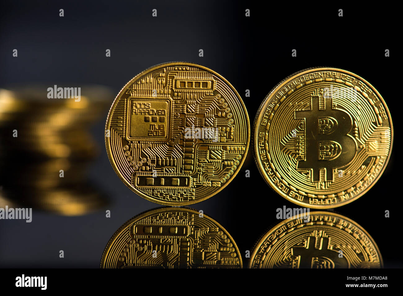 bitcoin with black background Stock Photo - Alamy