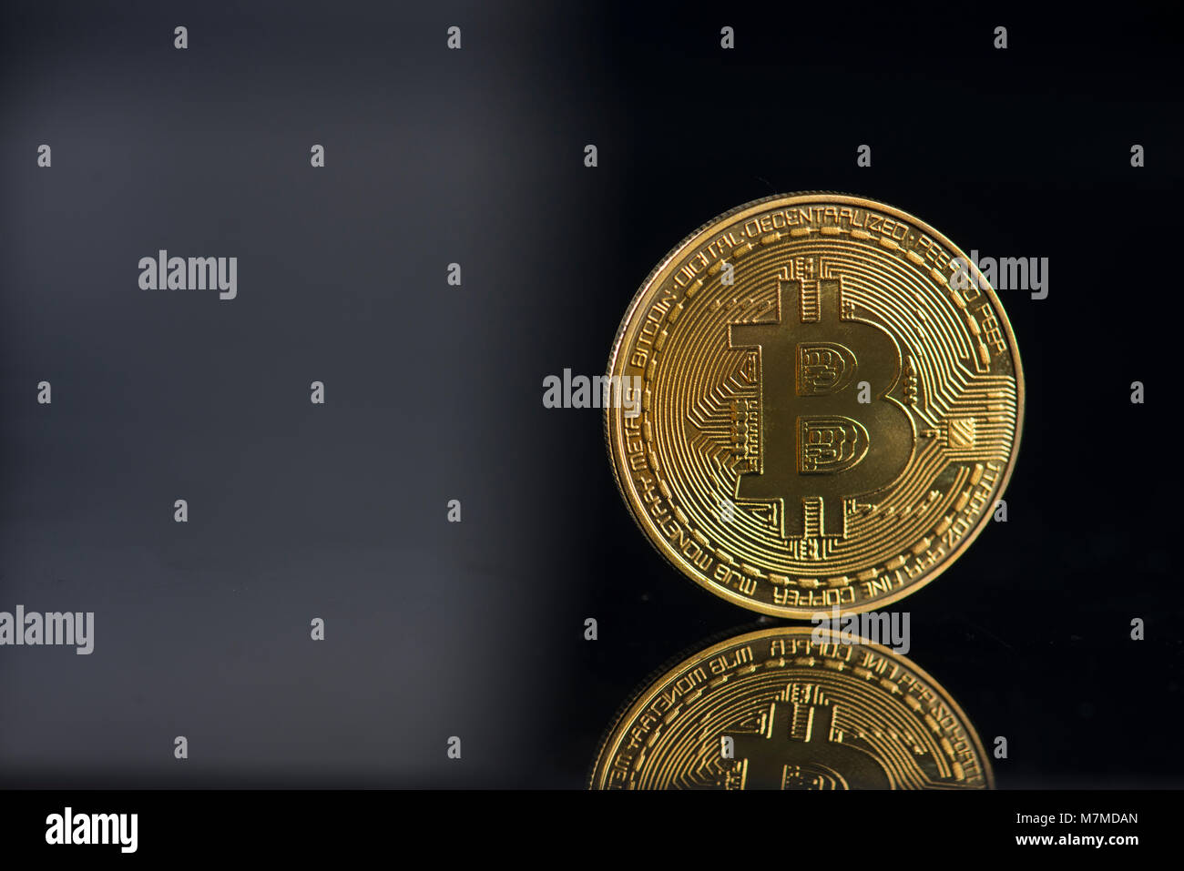 bitcoin with black background Stock Photo - Alamy