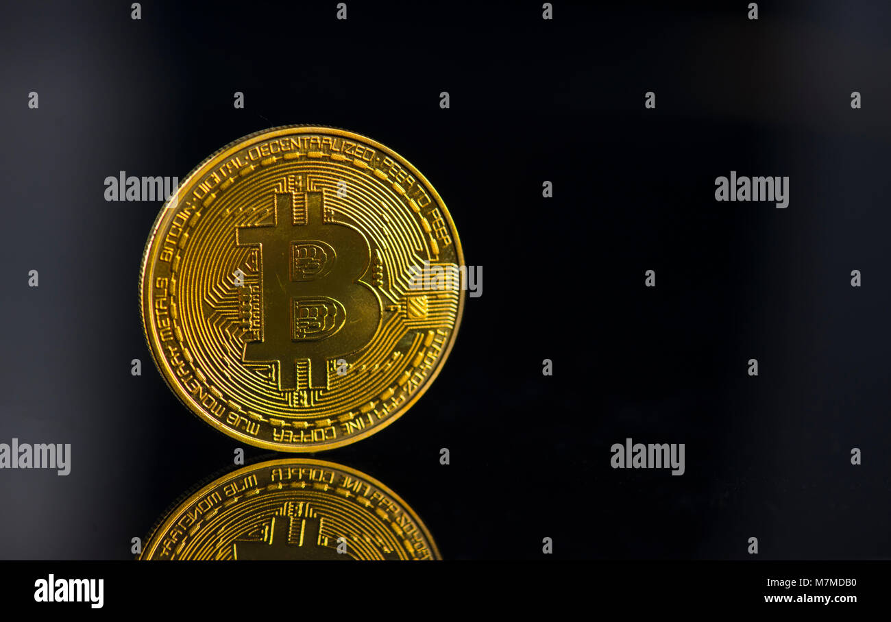 bitcoin with black background Stock Photo - Alamy