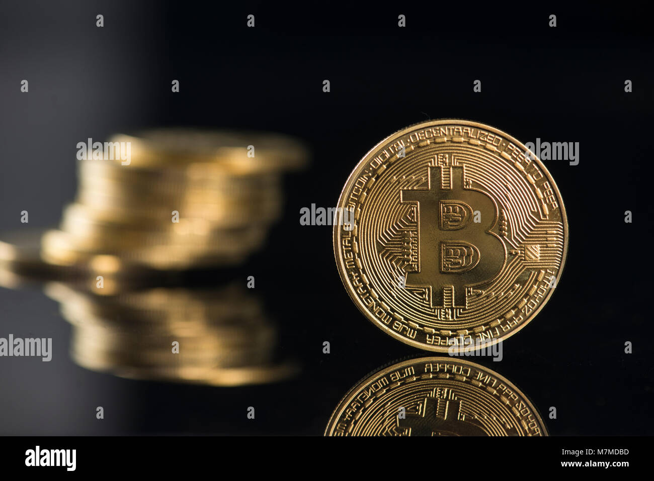 bitcoin with black background Stock Photo - Alamy