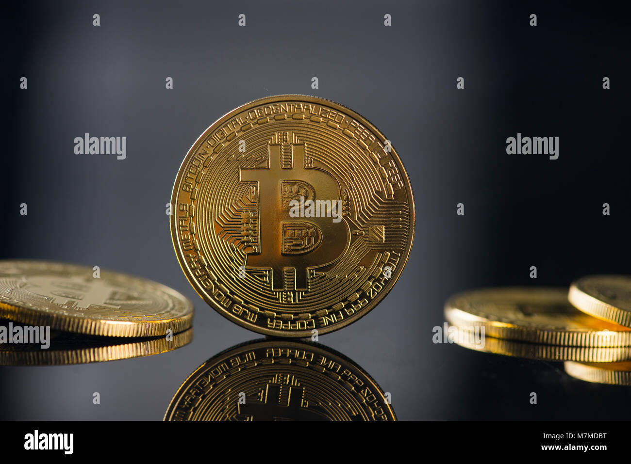 bitcoin with black background Stock Photo - Alamy