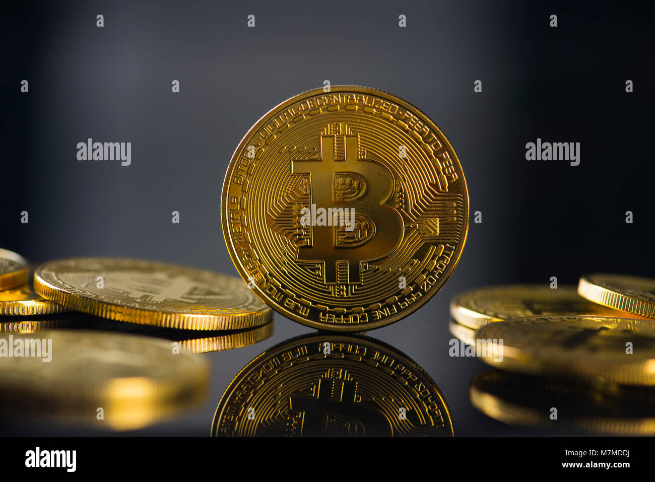 bitcoin with black background Stock Photo - Alamy
