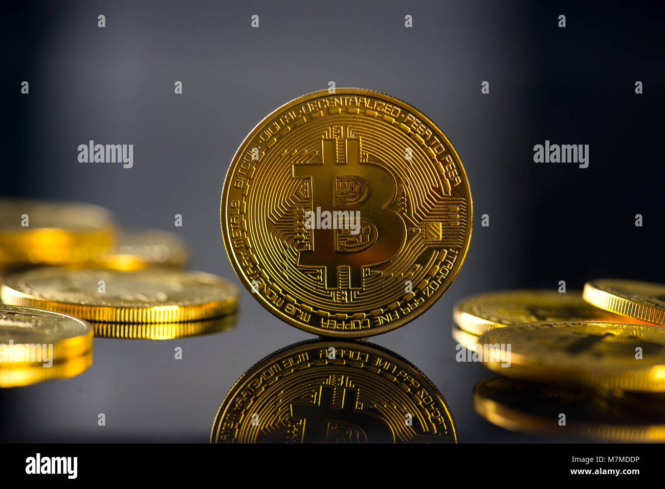bitcoin with black background Stock Photo - Alamy