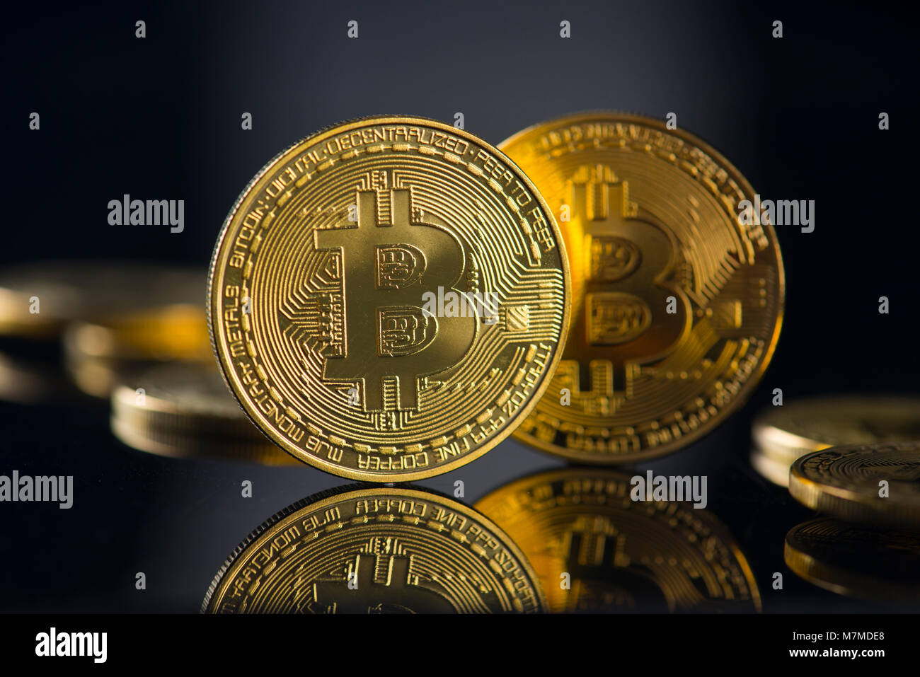 bitcoin with black background Stock Photo - Alamy