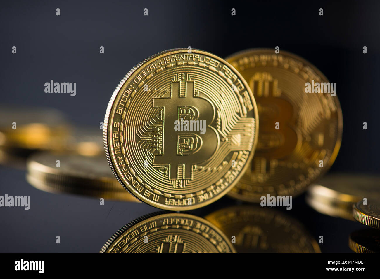 bitcoin with black background Stock Photo - Alamy