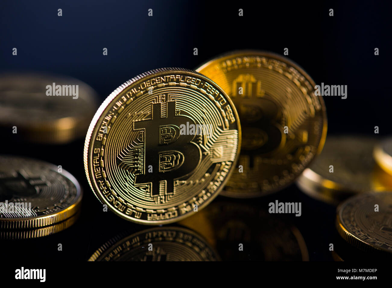 bitcoin with black background Stock Photo - Alamy