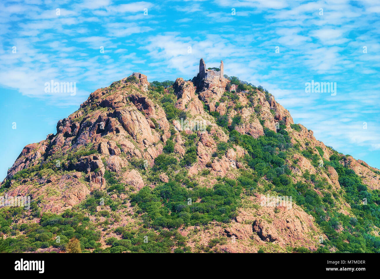 Castello di Acquafredda ruined castle in the mountains in Cagliari ...
