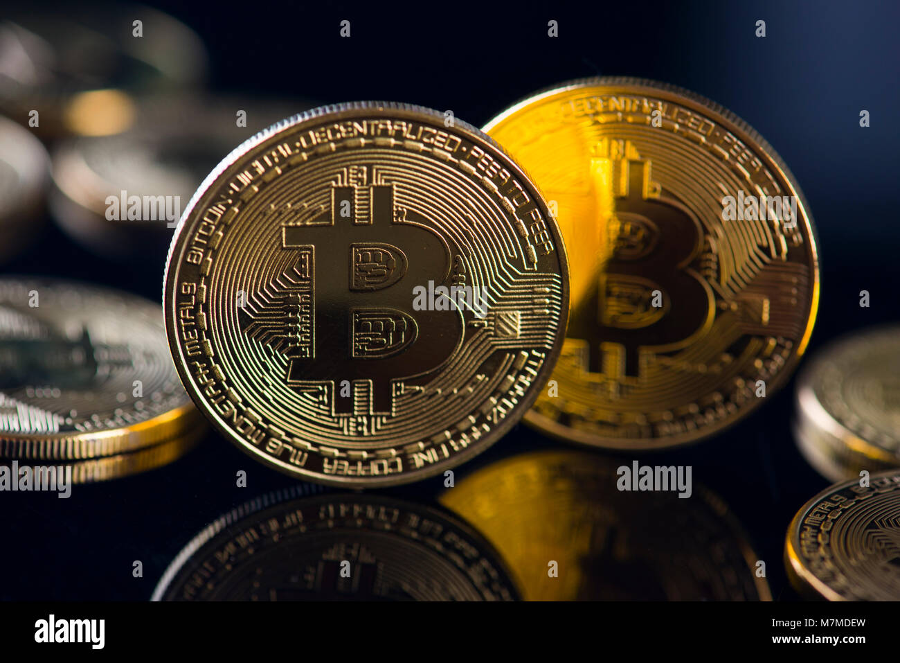 bitcoin with black background Stock Photo - Alamy