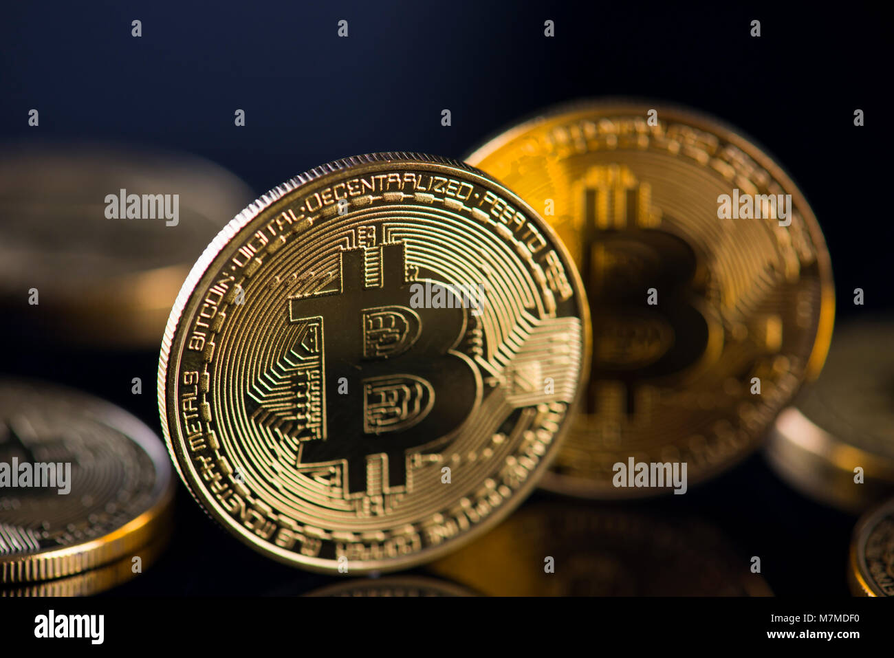 bitcoin with black background Stock Photo - Alamy