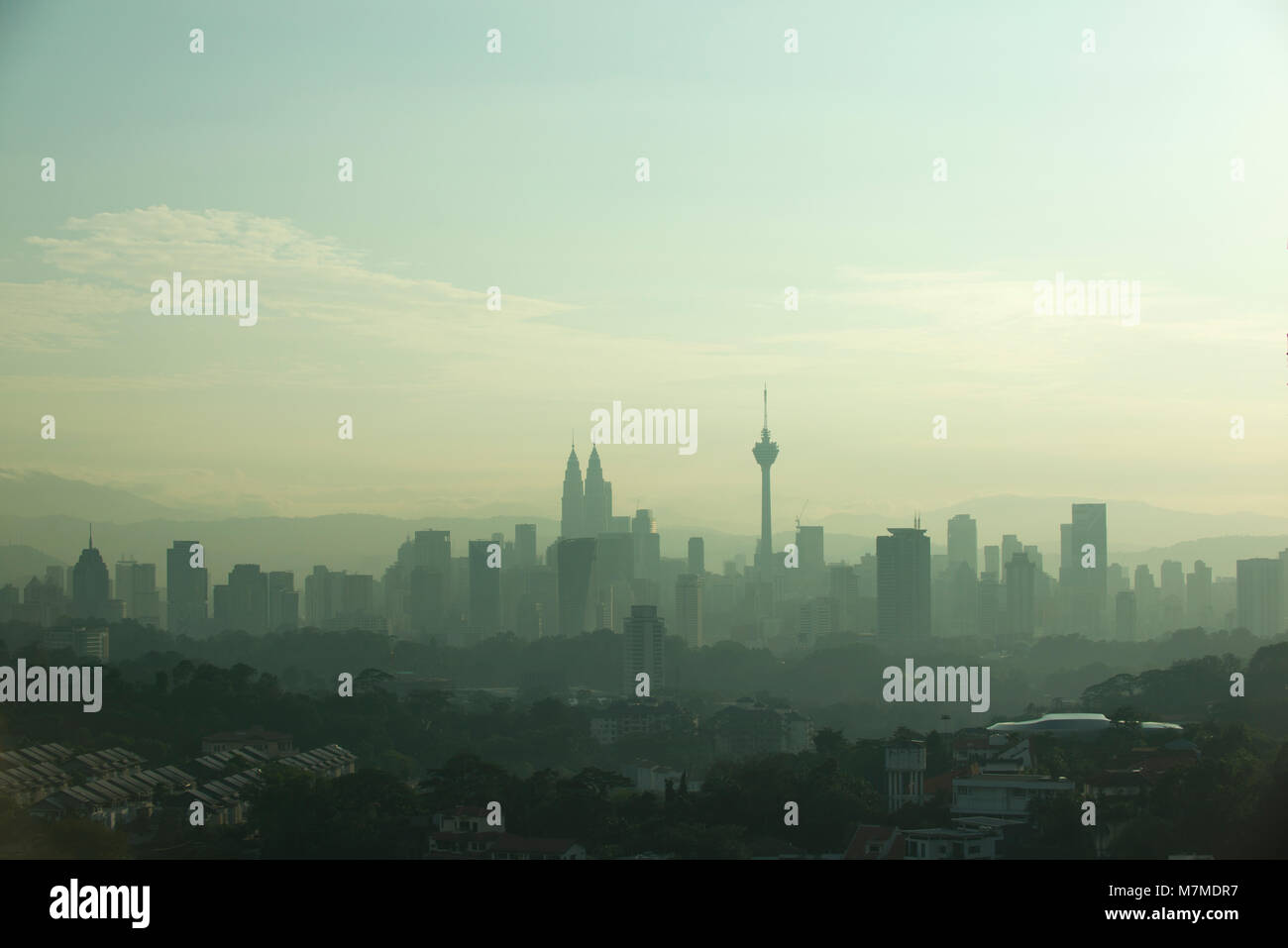 kuala lumpur morning skyline view with fog Stock Photo - Alamy