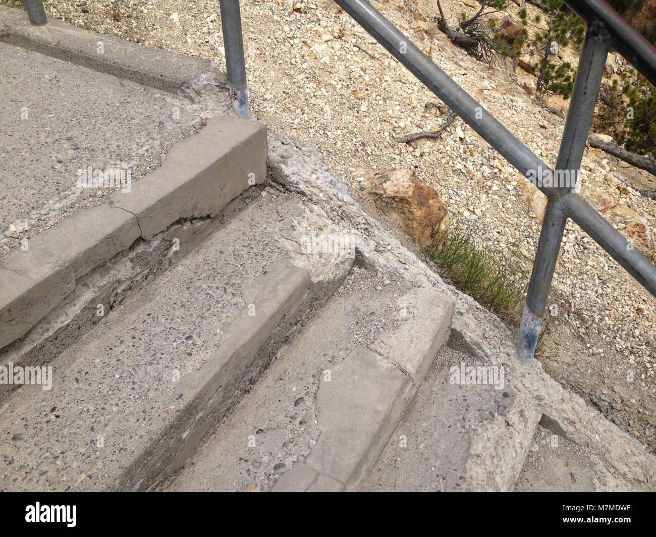 Steps to viewing platform at Inspiration Point Deterioration of steps ...