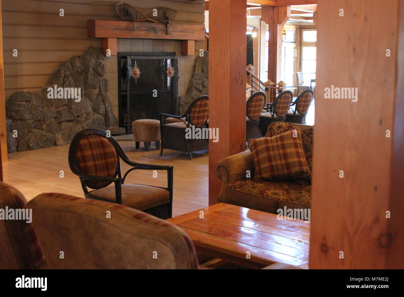 Old Faithful Snow Lodge, lobby with fireplace Old Faithful Snow Lodge ...