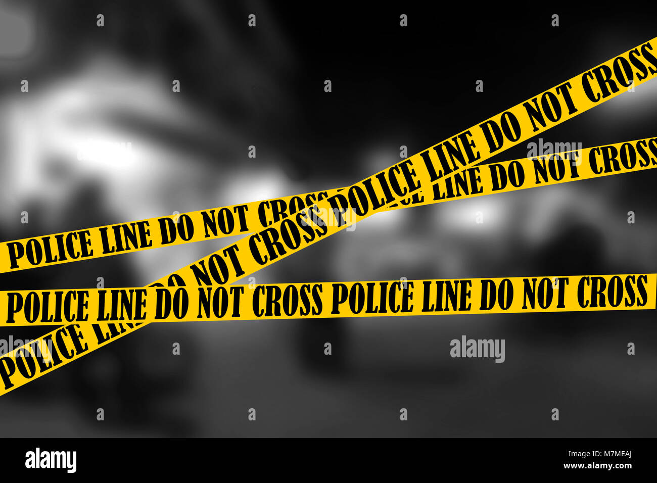 Close up of Yellow colored legal sliced line that is POLICE LINE DO NOT ...