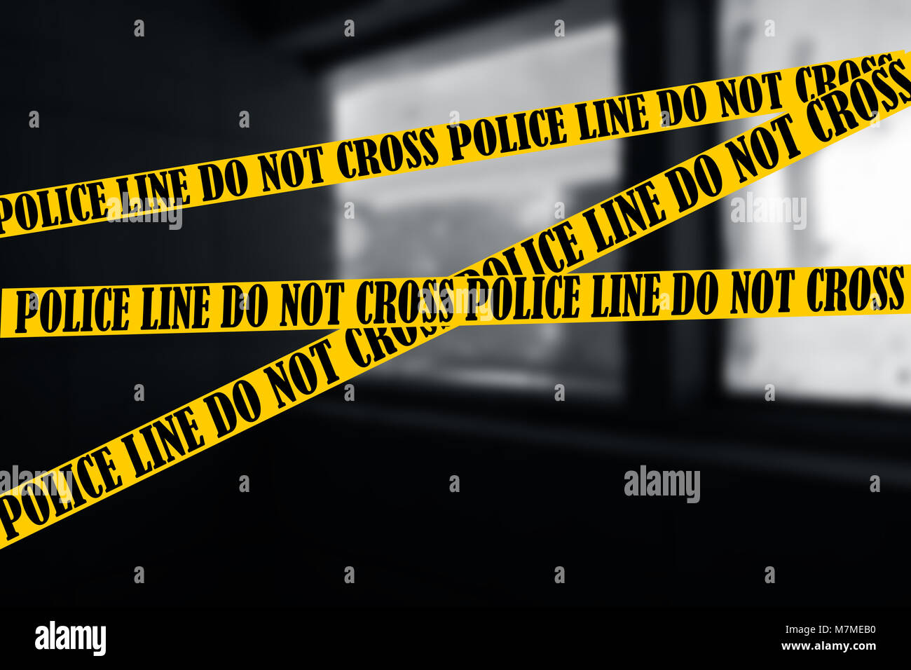 Close up of Yellow colored legal sliced line that is POLICE LINE DO NOT ...