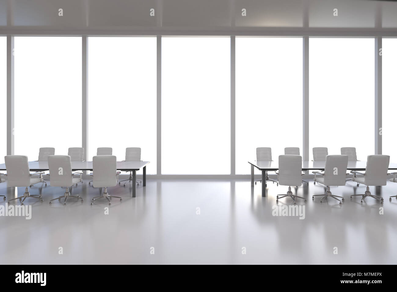 3d rendering empty conference room or office space with table and ...