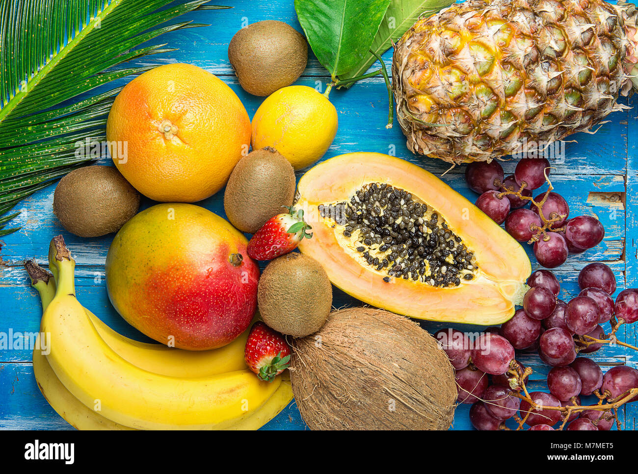 Ripe Juicy Tropical Summer Seasonal Fruits Mango Papaya Pineapple ...