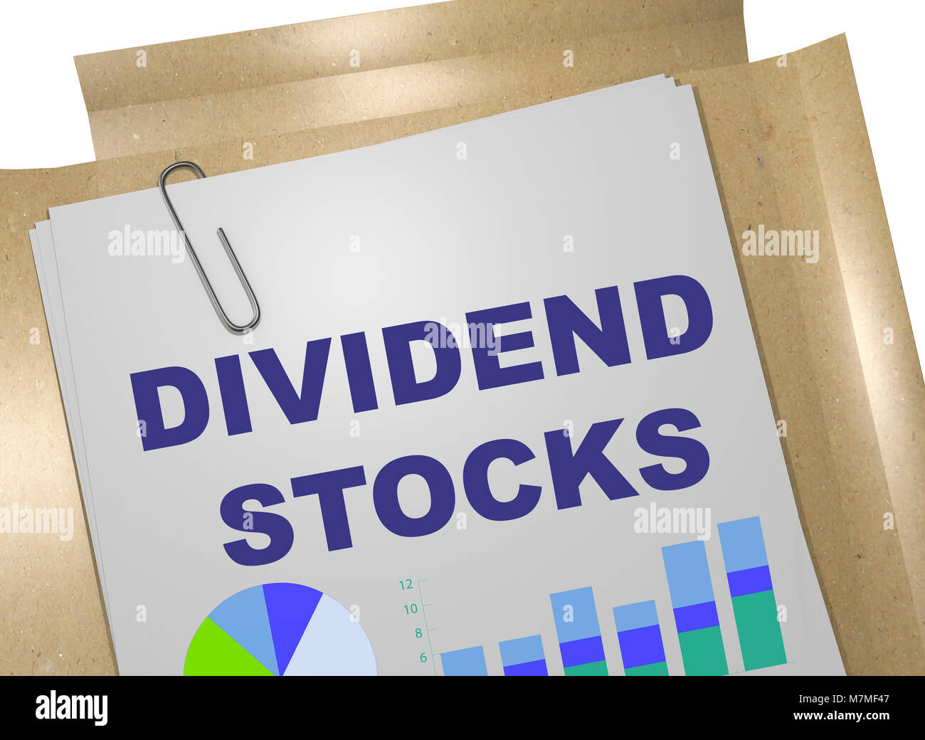 3D illustration of DIVIDEND STOCKS on business document Stock Photo - Alamy