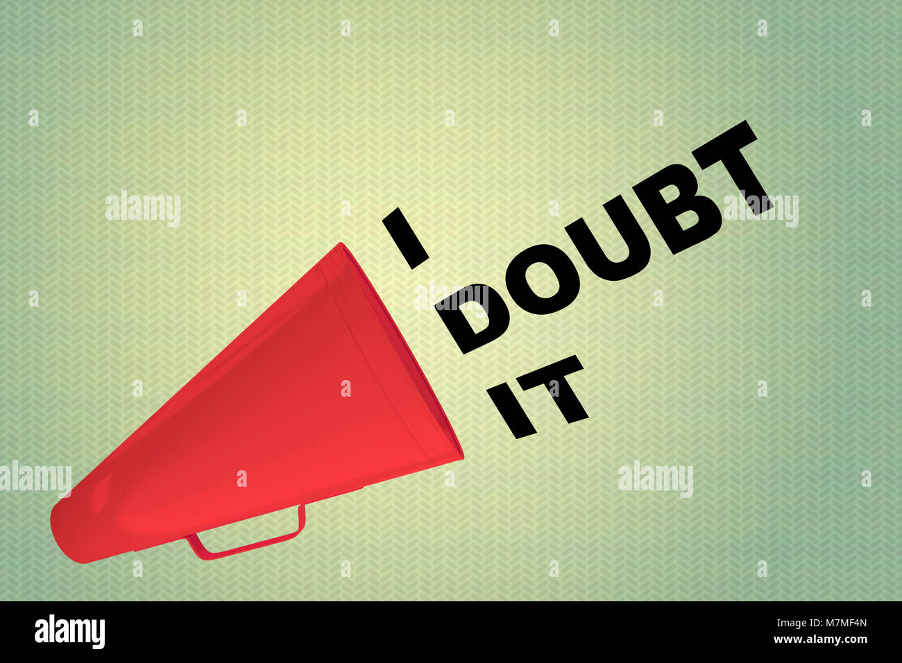 3D illustration of I DOUBT IT title flowing from a loudspeaker Stock ...