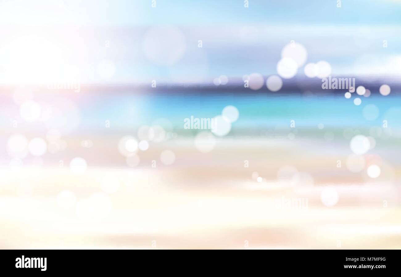 Beautiful Blurred Beach Seaside Bokeh Landscape Background Stock Vector ...