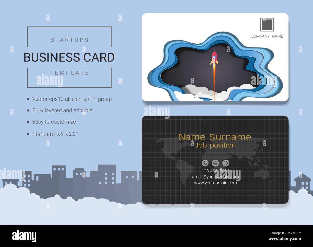 Startup business card or name card template, Simple style also modern ...