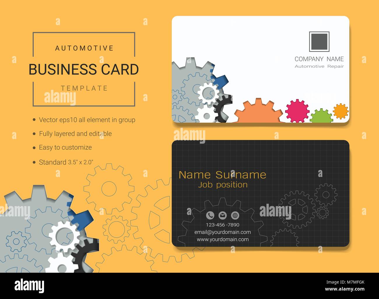 Automotive business card or name card template, Simple style also ...