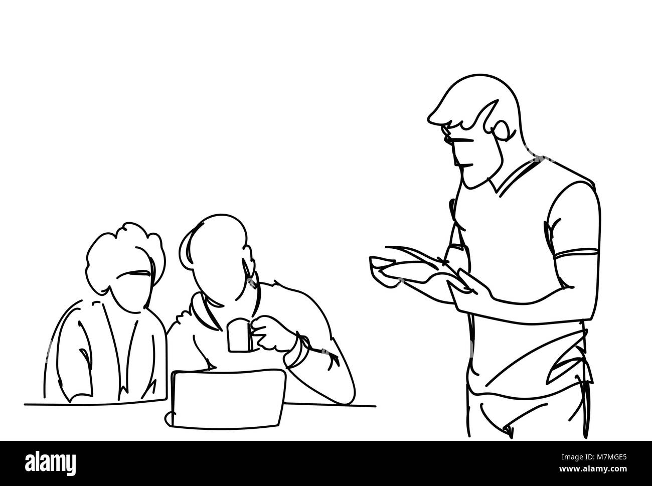 Doodle Businesspeople On Brainstorming Meeting Business Men Work ... Doodle Businesspeople On Brainstorming Meeting Business Men Work ...