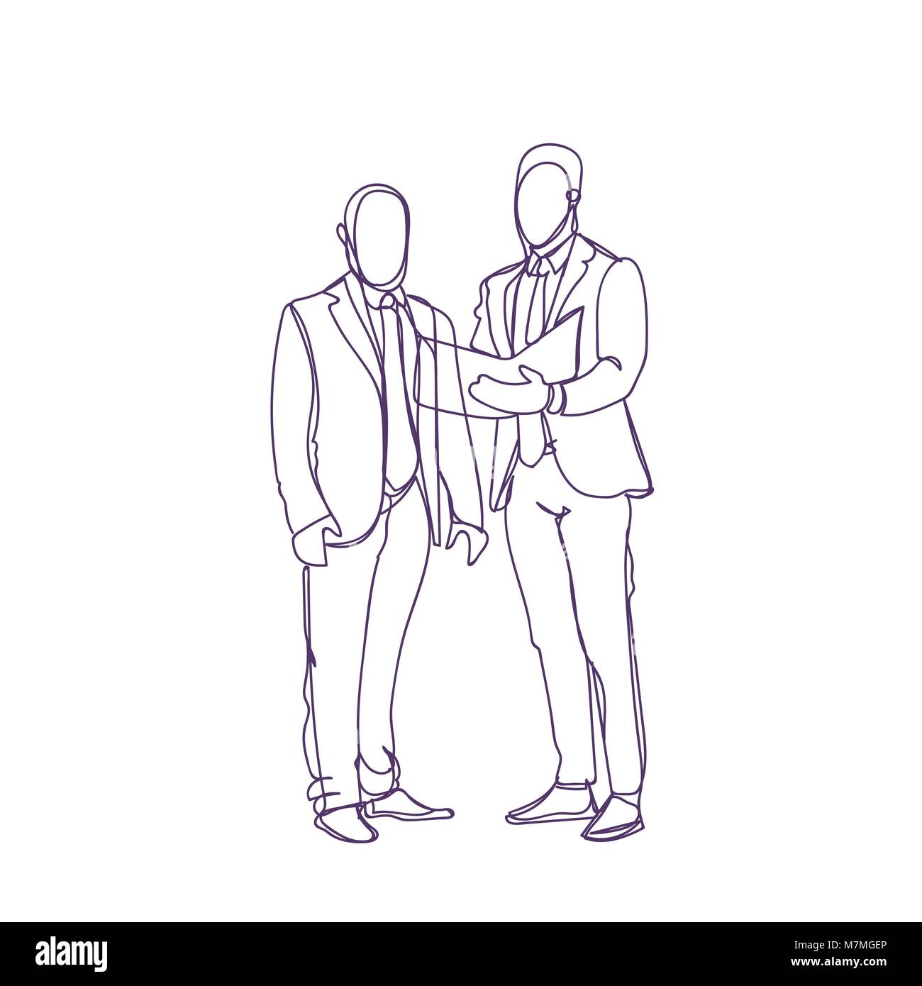 Silhouette two businessman holding Stock Vector Images - Alamy