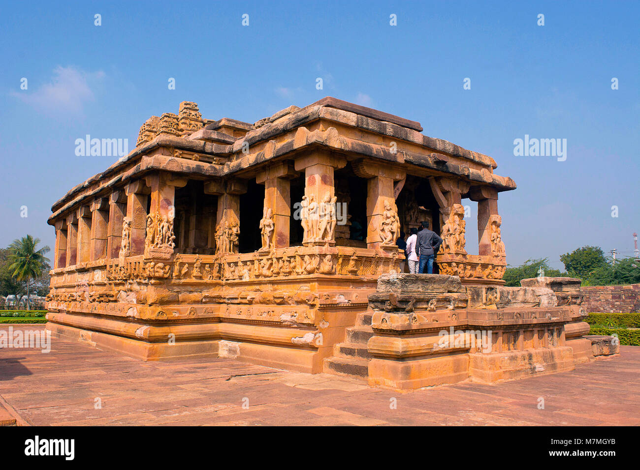 Entrance porch of Durga temple, Aihole, Bagalkot, Karnataka, India. The ...