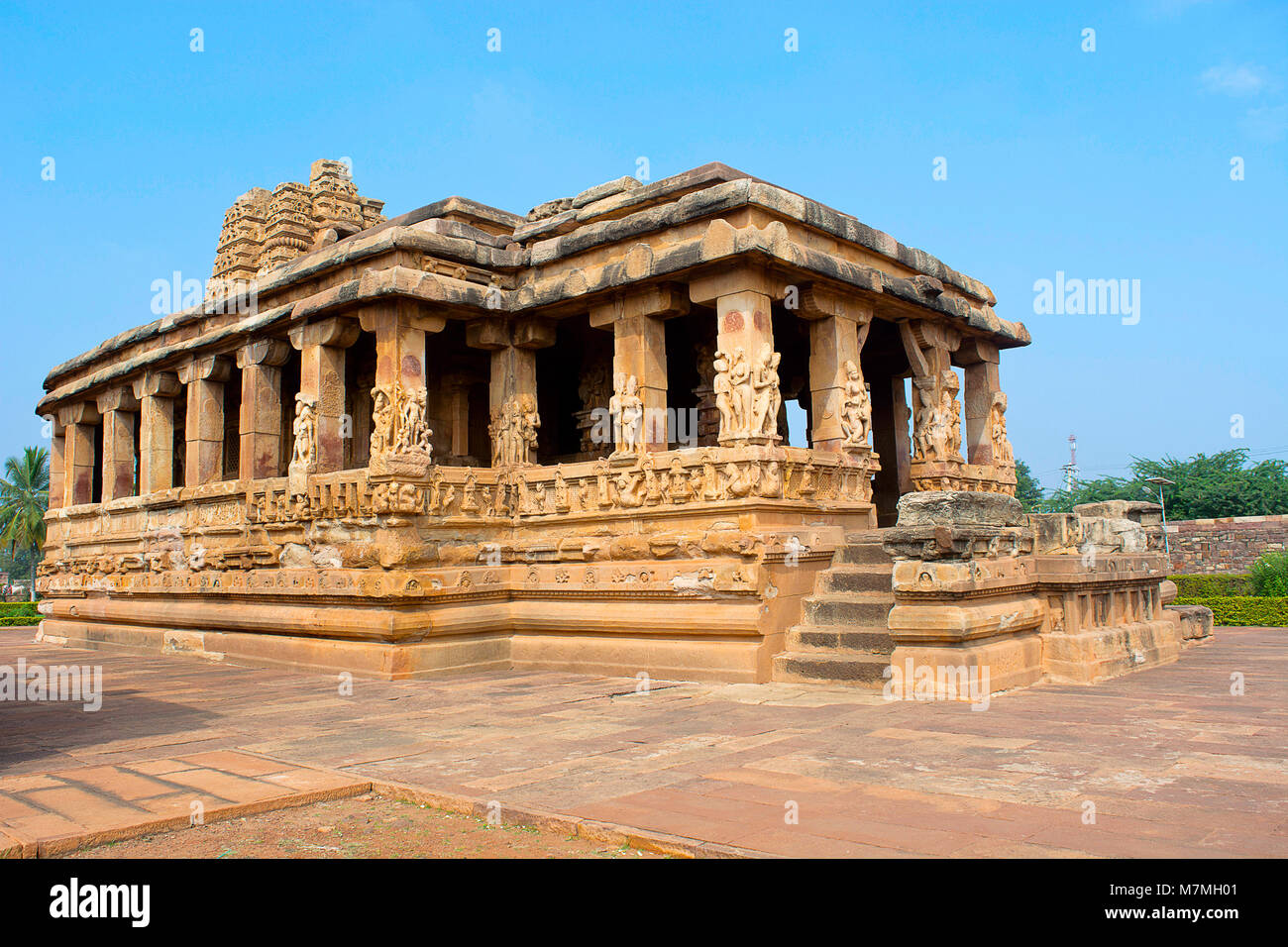 Entrance porch of Durga temple, Aihole, Bagalkot, Karnataka, India. The ...