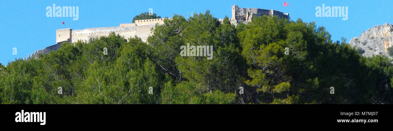 A view of Castell de Xàtiva from Bixquert, Spain, showcasing the ...