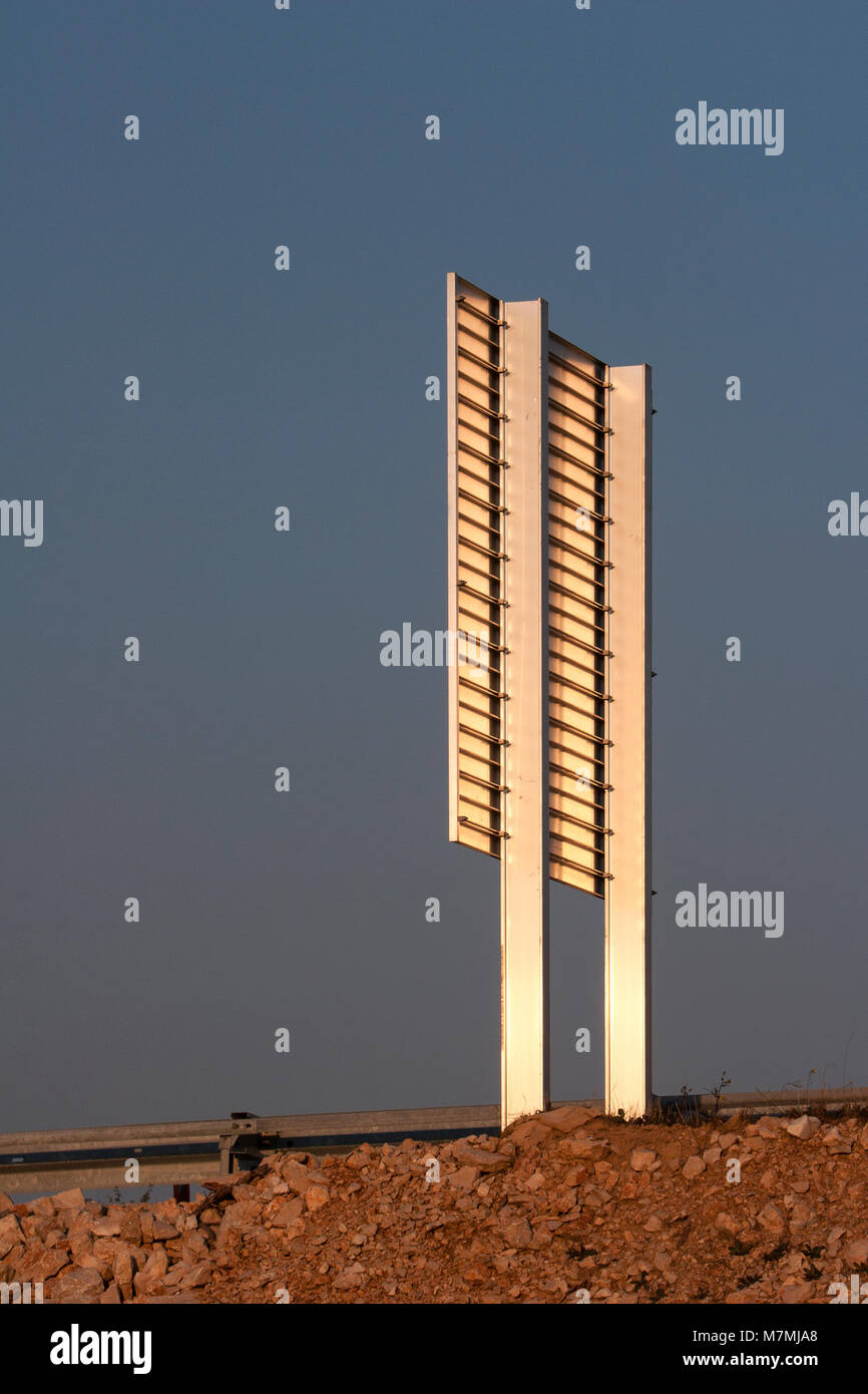 Backside of sign beside highway on sunset Stock Photo - Alamy