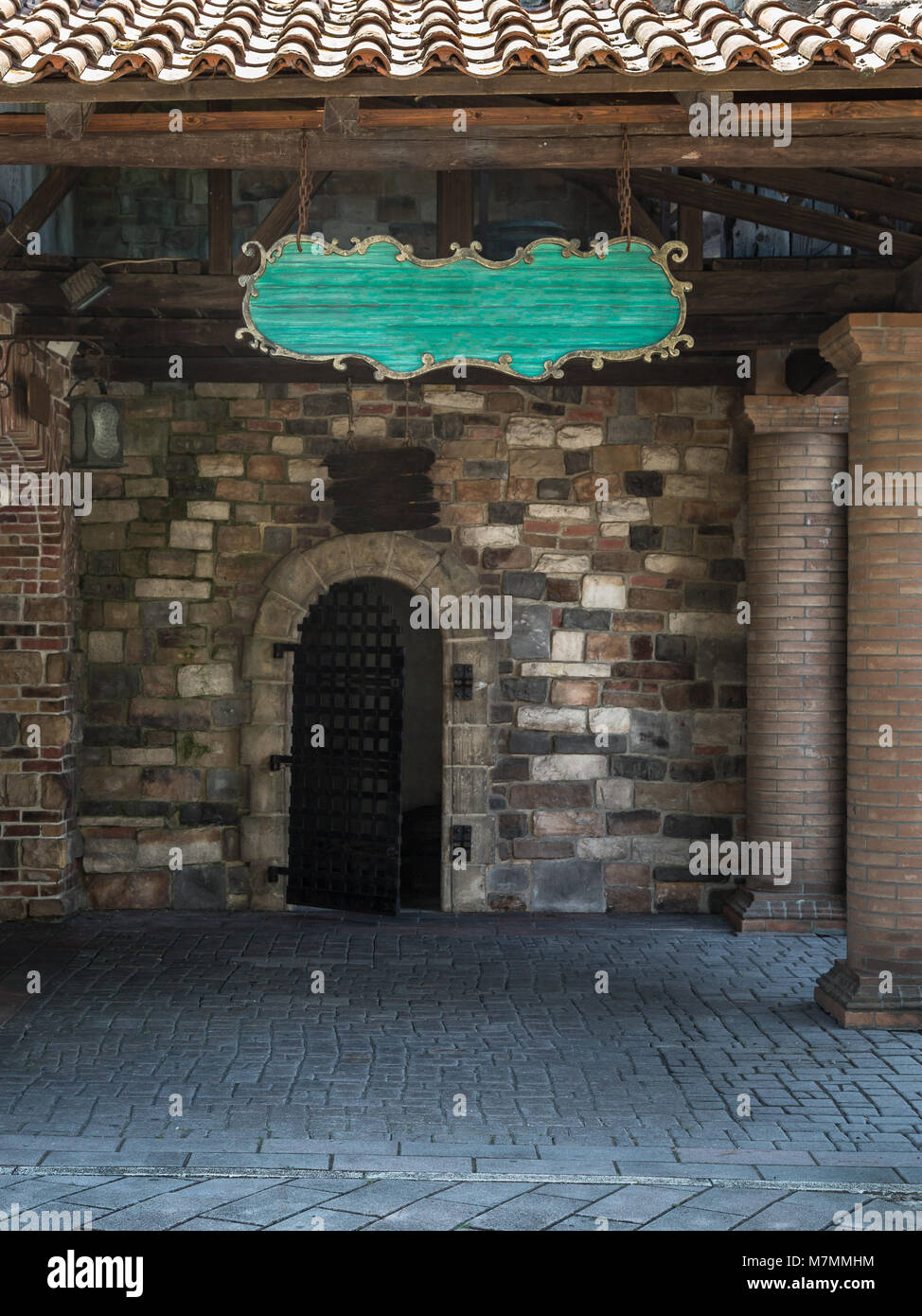 Antique Open Metallic Door, Ancient Entrance in Old Brickwork Building ...