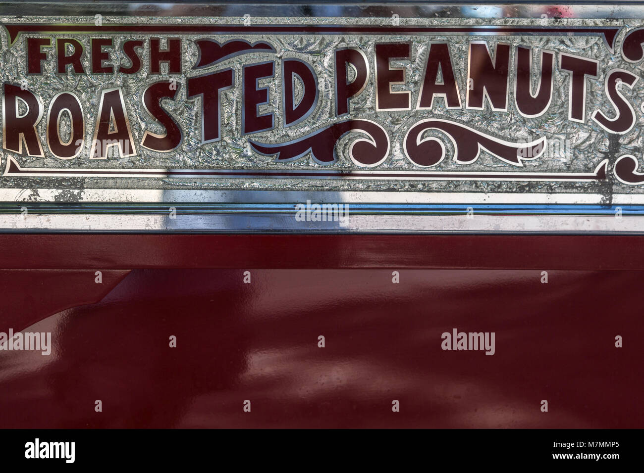 Vintage Silvery Sign with Words Fresh Roasted Peanuts Stock Photo - Alamy