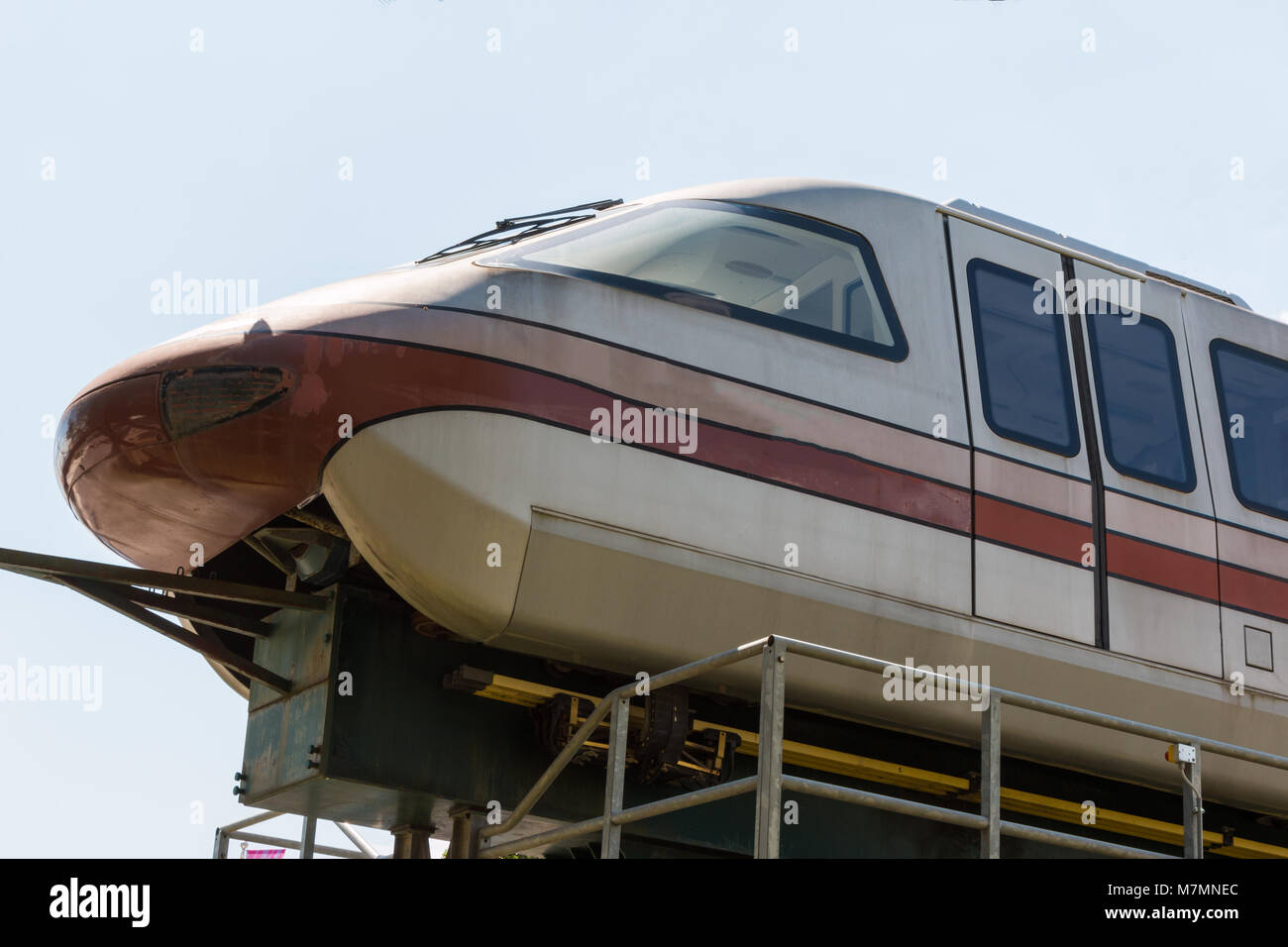 White Train in Outdoor Station, Bottom View Stock Photo - Alamy