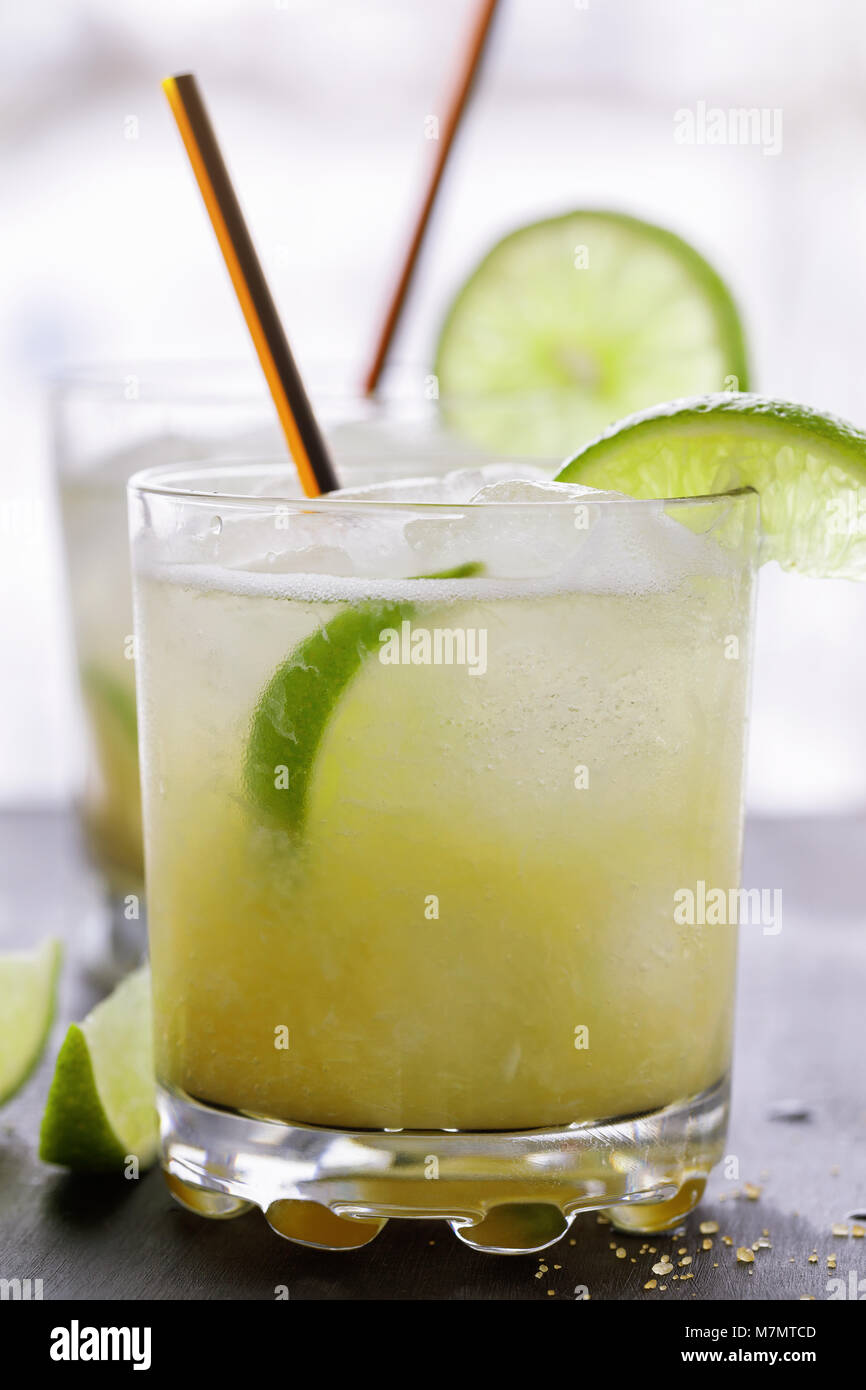 Classic Brazilian cocktail of kaipirinha. Freshly prepared alcoholic ...