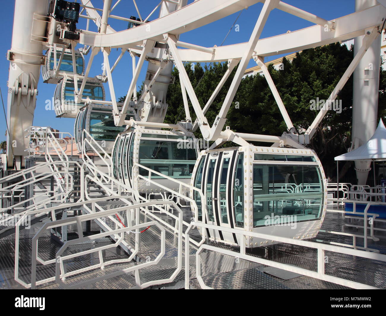 Closeup Perspective on White Solid Ferris Wheel Cabins Stock Photo - Alamy