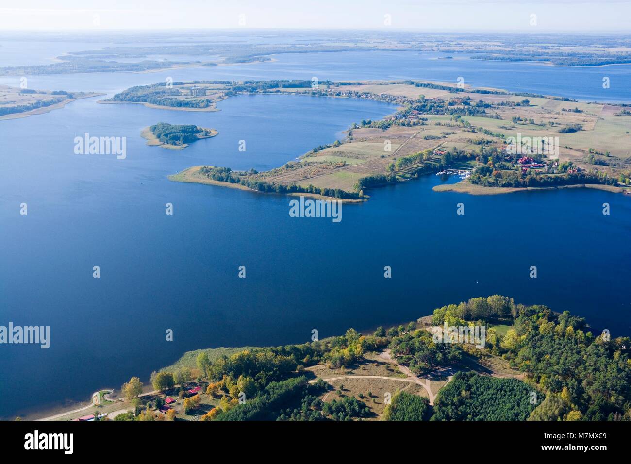 Aerial view of beautiful landscape of Mazury, Poland - Kocia Island and ...