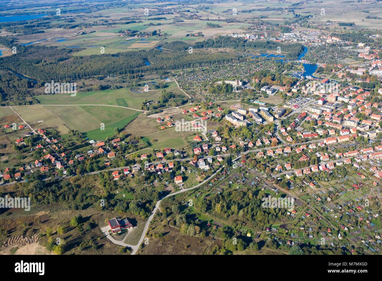 Aerial view of Wegorzewo - town in Masuria District, Poland Stock Photo ...