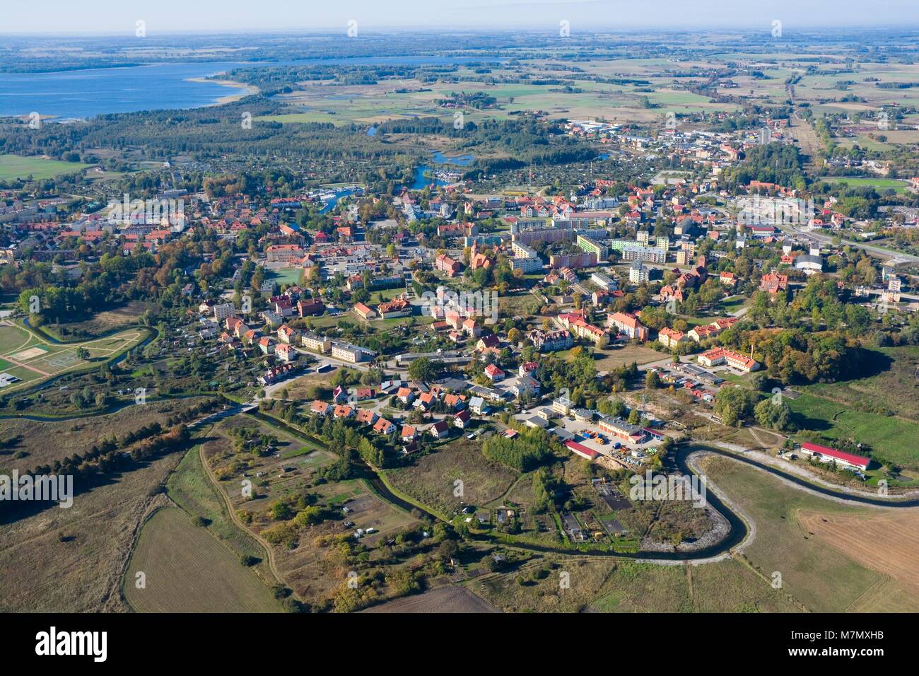 Aerial view of Wegorzewo - town in Masuria District, Poland Stock Photo ...