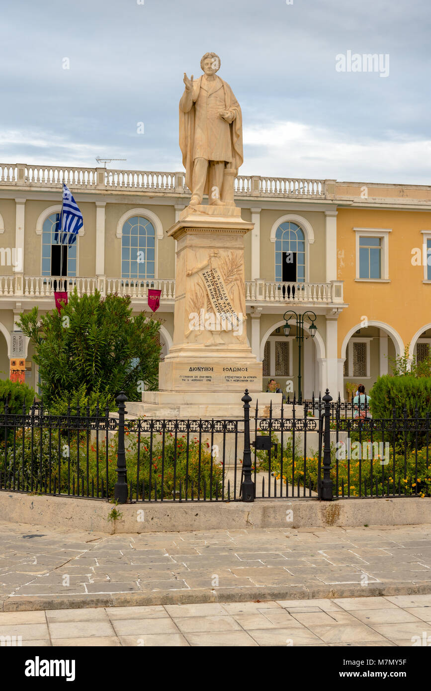 ZAKYNTHOS, GREECE - September 29, 2017: Dionysios Solomos statue in ...