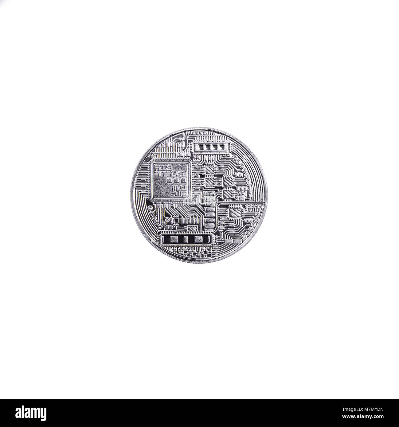 Silver bitcoin isolated on white background. Crypto-currency Stock ...