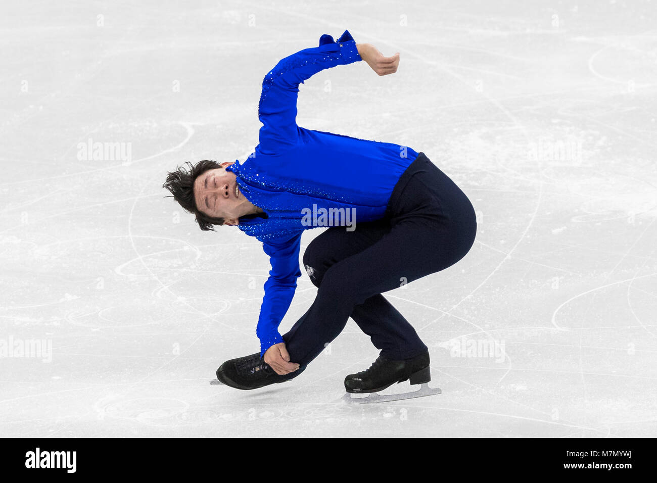 Denis Ten (KAZ) competing in the Figure Skating Men,s Short competition ...