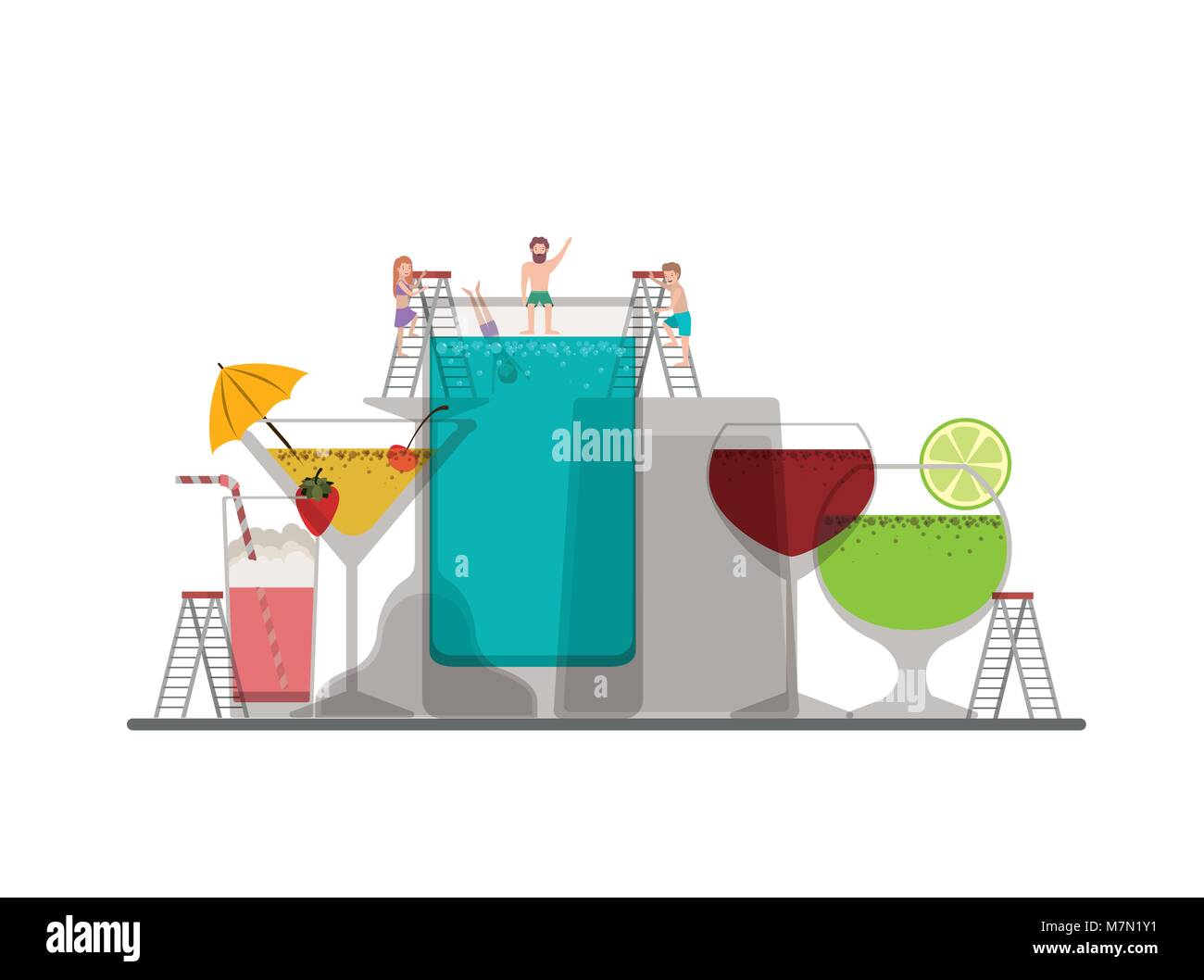 teamwork mini people doing cocktail Stock Vector Image & Art - Alamy