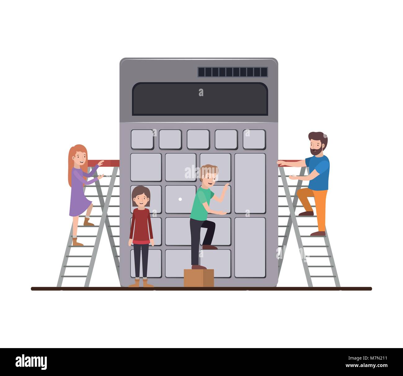 teamwork mini people doing calculator Stock Vector Image & Art - Alamy