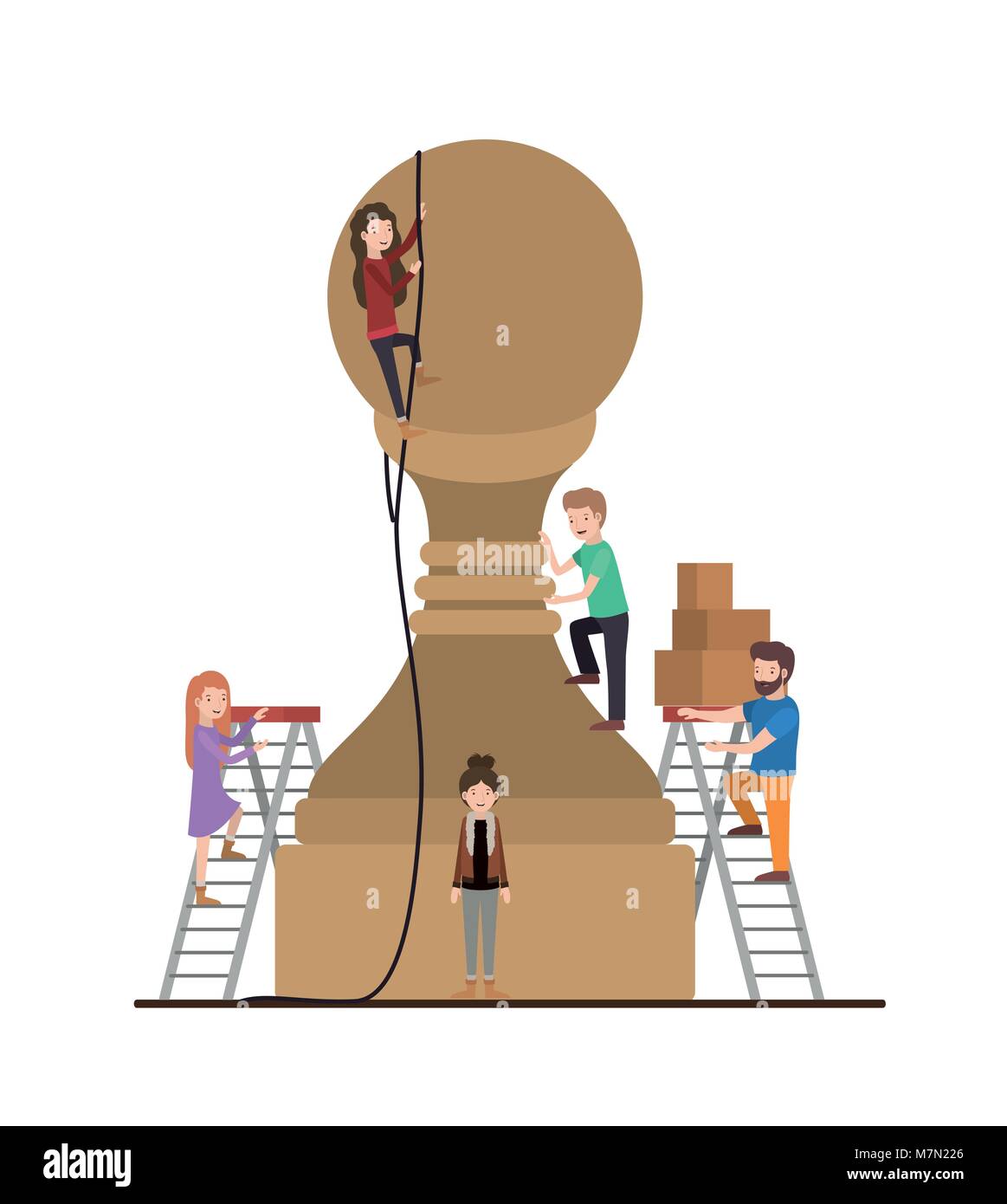 teamwork mini people doing chess pawn Stock Vector Image & Art - Alamy