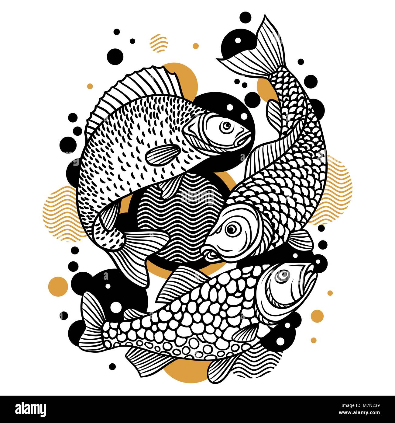 Border design fish swimming illustration hi-res stock photography and ...