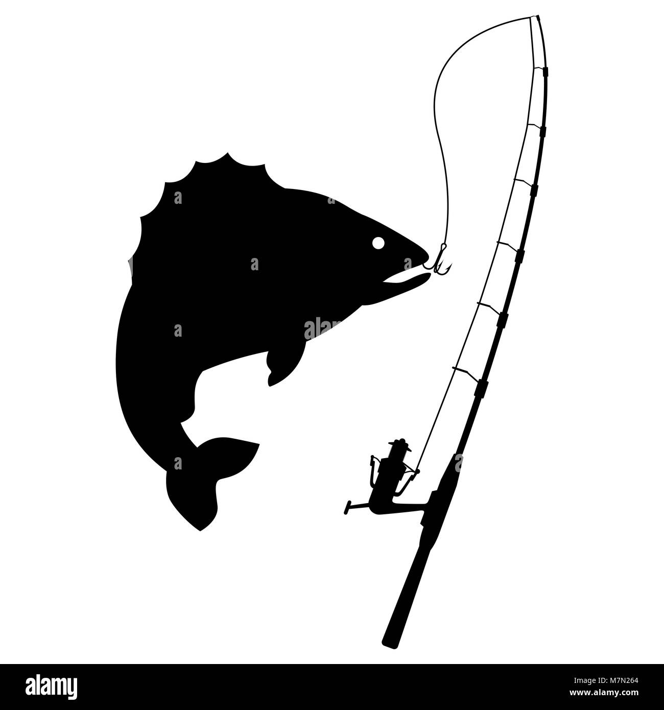 Fishing illustration with fish. Design for cards, covers, brochures and ...