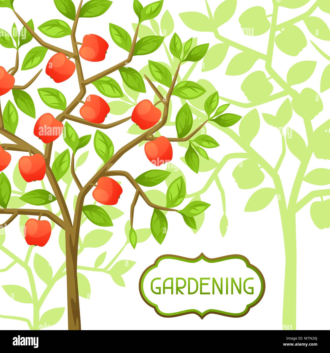 Background with garden trees. Design for cards, covers, brochures and ...