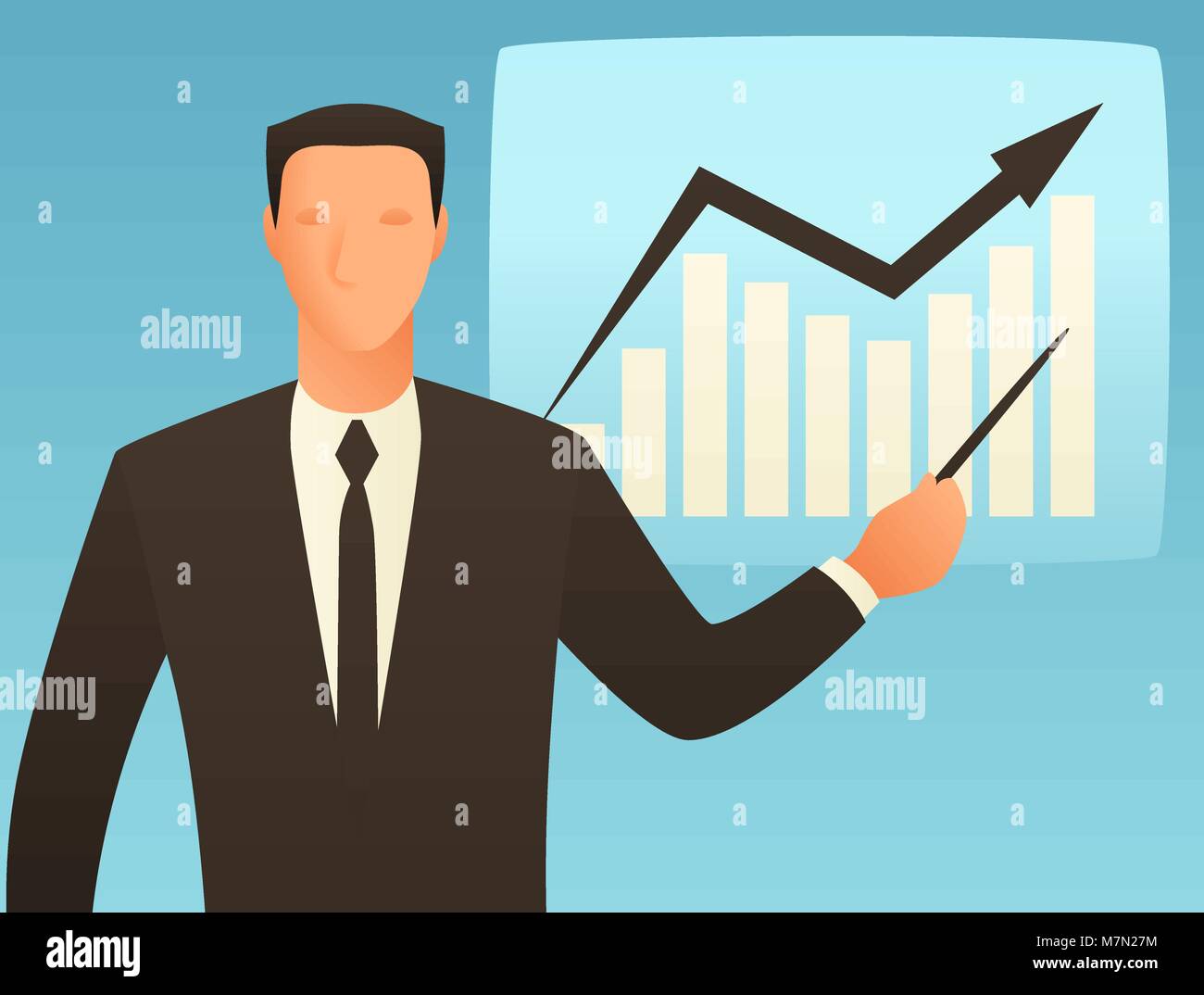 Analysis business conceptual illustration with businessman and growth ...