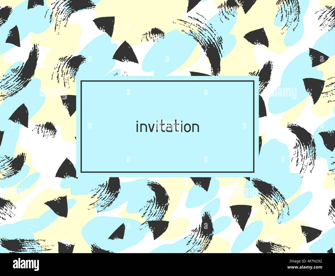 Hand drawn abstract grunge invitation card. Background painted with ink ...